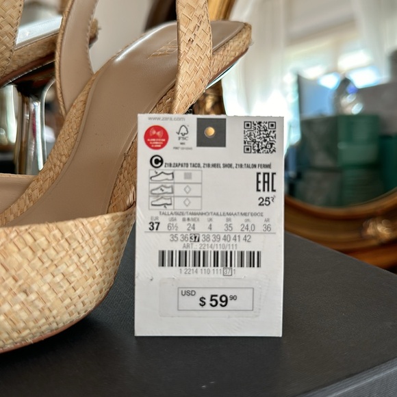 Zara | Shoes | Zara Raffia Sling Backs With Gold High Heels | Poshmark